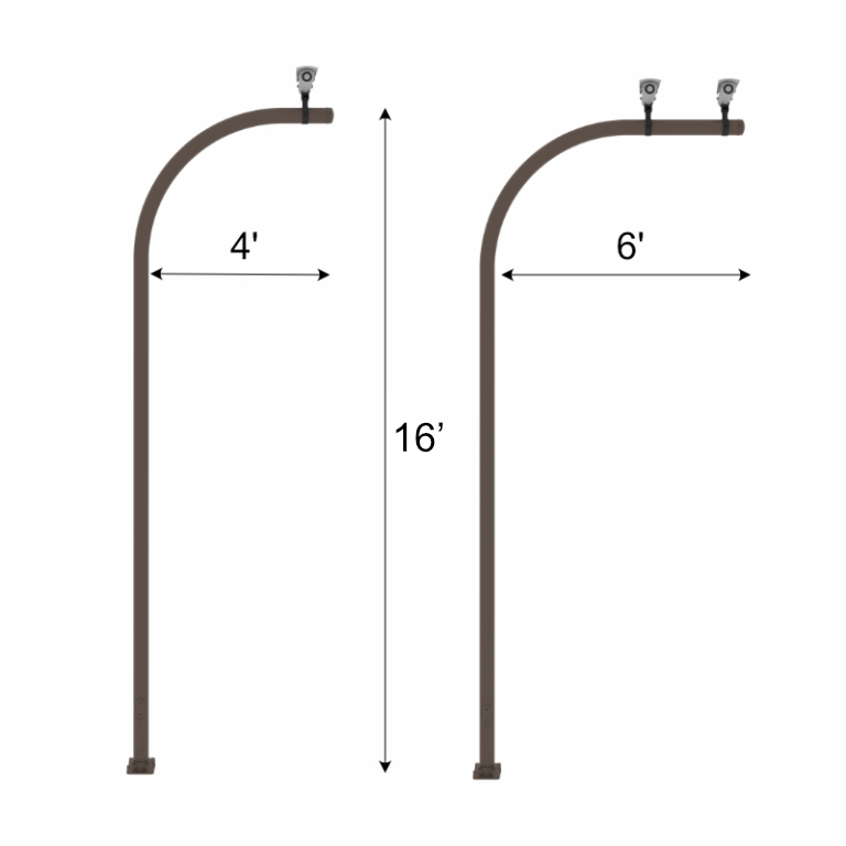 16 ft. Round Aluminum Camera Pole with Extended Arm, 4 ft. - 6 ft.